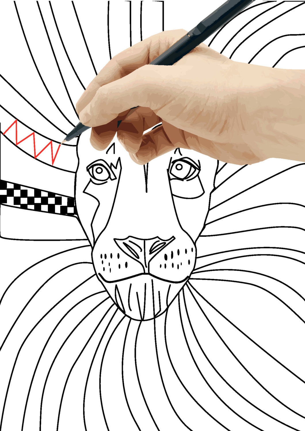 Lion - PDF Zentangle Coloring Page - Etsy