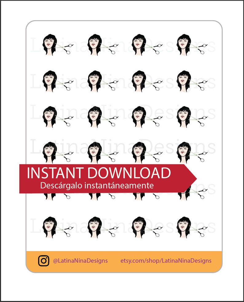 Haircut Stickers, Hair Appointment, Planner Stickers, Instant Download ...