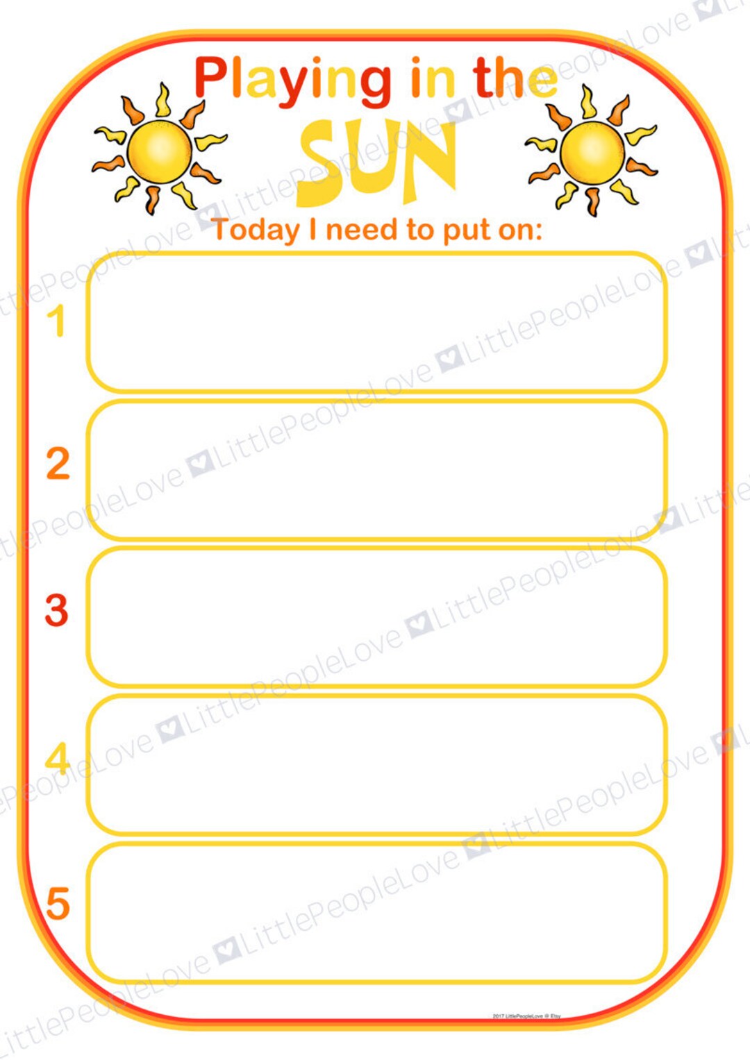 Playing in the Sun Routine Chart - Etsy