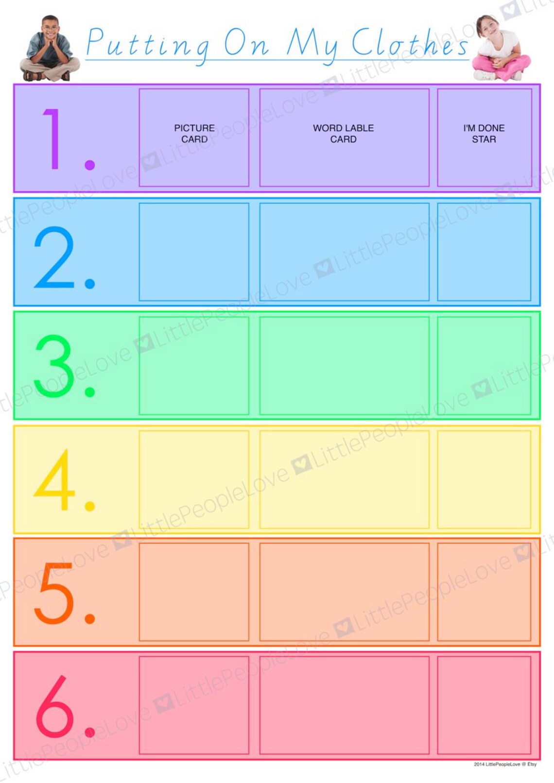 Putting on My Clothes Routine Chart - Etsy