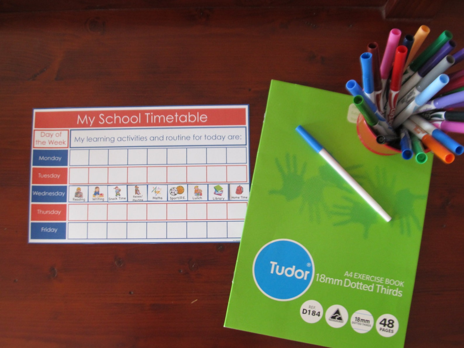 My School Timetable (green/red) - Etsy
