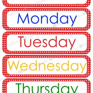 Days of the Week Poster and Card Set - Etsy