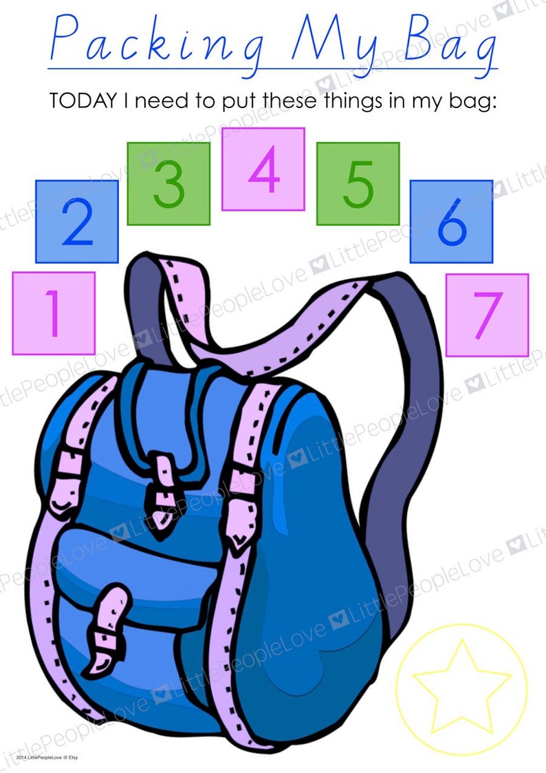 Packing My Bag Routine Chart - Etsy