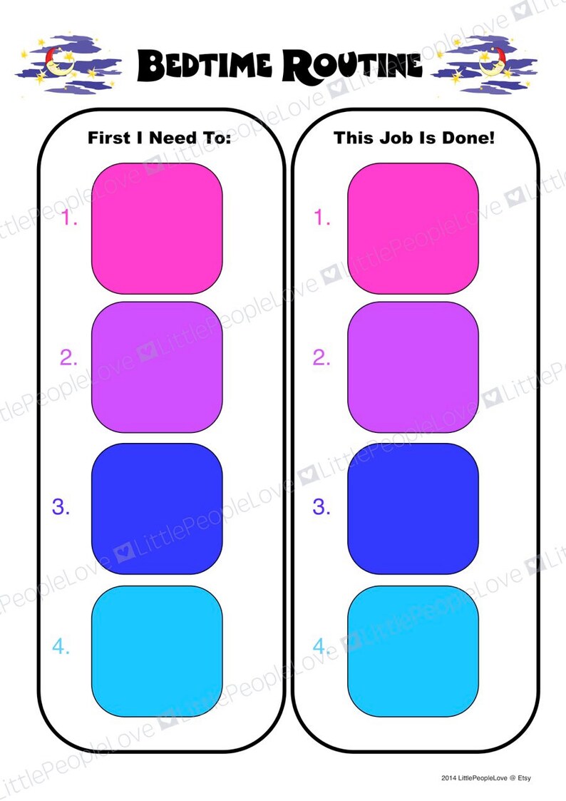 Bedtime Routine Chart - Etsy