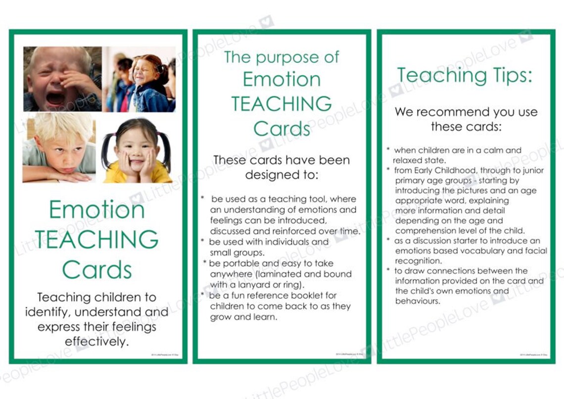 Emotion TEACHING Card Set - Etsy