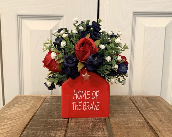 Home of the Brave Artificial Floral Arrangement - Small Red White and ...