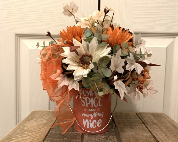 Small Fall Floral Arrangement - Pumpkin Spice and Everything Nice ...