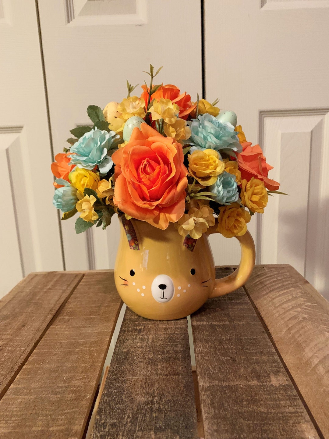Bright Bunny Floral Arrangement - Spring Arrangement in Rabbit Mug ...