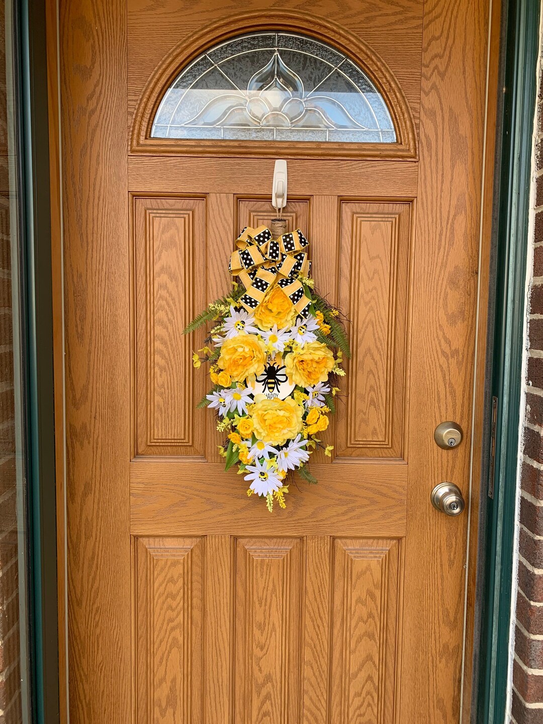Bee Happy Door Swag - Bee Door Hanger - Bee Decorations - Spring and ...