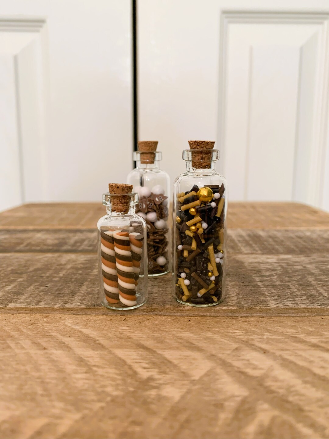 Miniature Jars With Various Embellishments - Coffee Bar Mini Jars - Poo ...