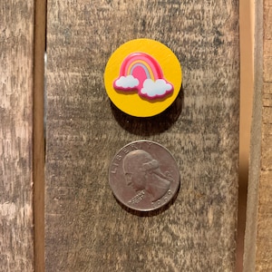 Hand Painted Wooden Magnets With Decoupaged Puffy Stickers and Glitter ...