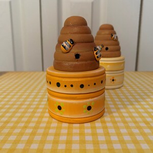 Hand Painted Bee Boxes Small Rustic Round Boxes With Bees Bee Themed ...