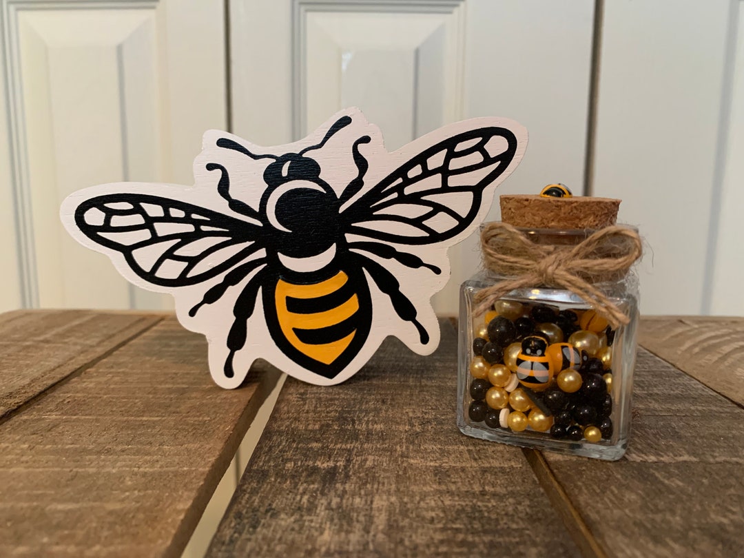 Bee Shelf Sitter With Small Jar and Artificial Candy - Bee Decorations ...