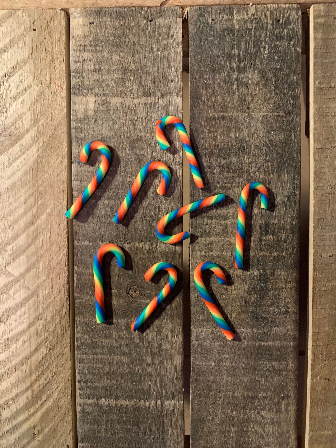 Set of 8 Rainbow Candy Canes - Colorful Artificial Candy Canes ...