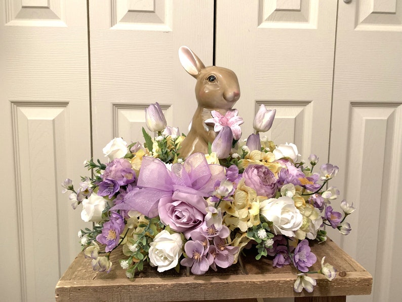 Easter Bunny Rabbit Centerpiece With Lavender White and Pale - Etsy