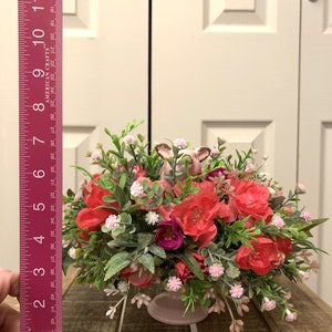 Small Artificial Flower Centerpiece With Rustic Ceramic Pig Pig ...