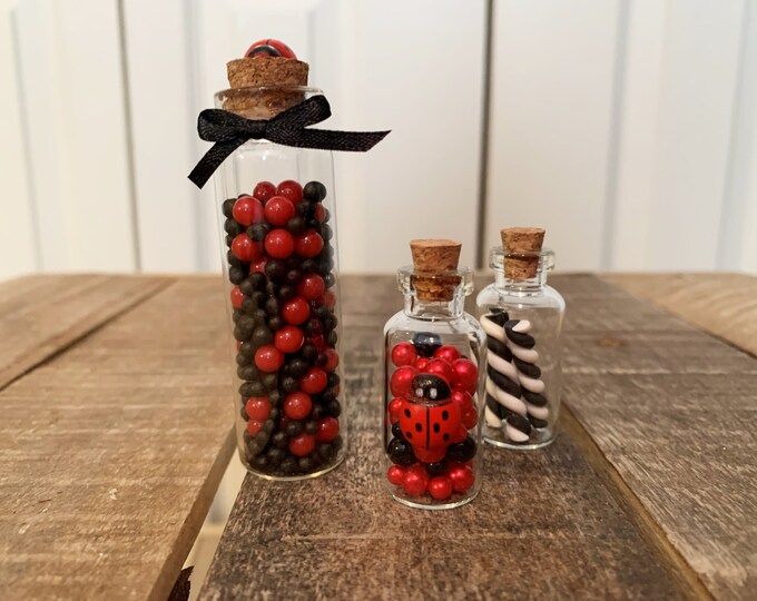 Lady Bug Themed Miniature Jars With Artificial Candy - Lady Bug Themed ...