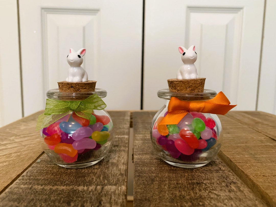 Little Glass Jars With Artificial Jelly Beans and Rabbits - Etsy
