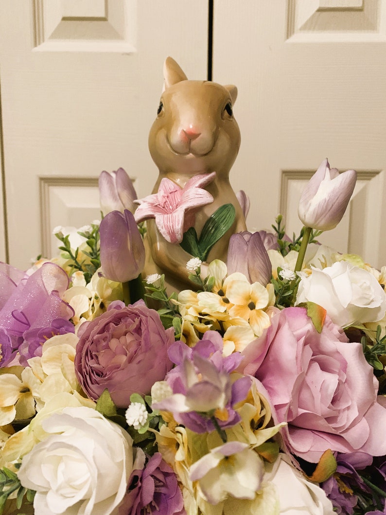 Easter Bunny Rabbit Centerpiece With Lavender White and Pale - Etsy