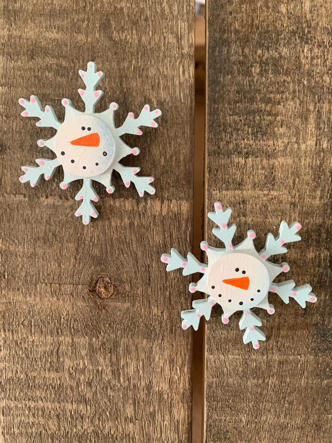 Hand Painted Snowman - Snowflake Pins - Snowman Pins - Snowflakes - Etsy