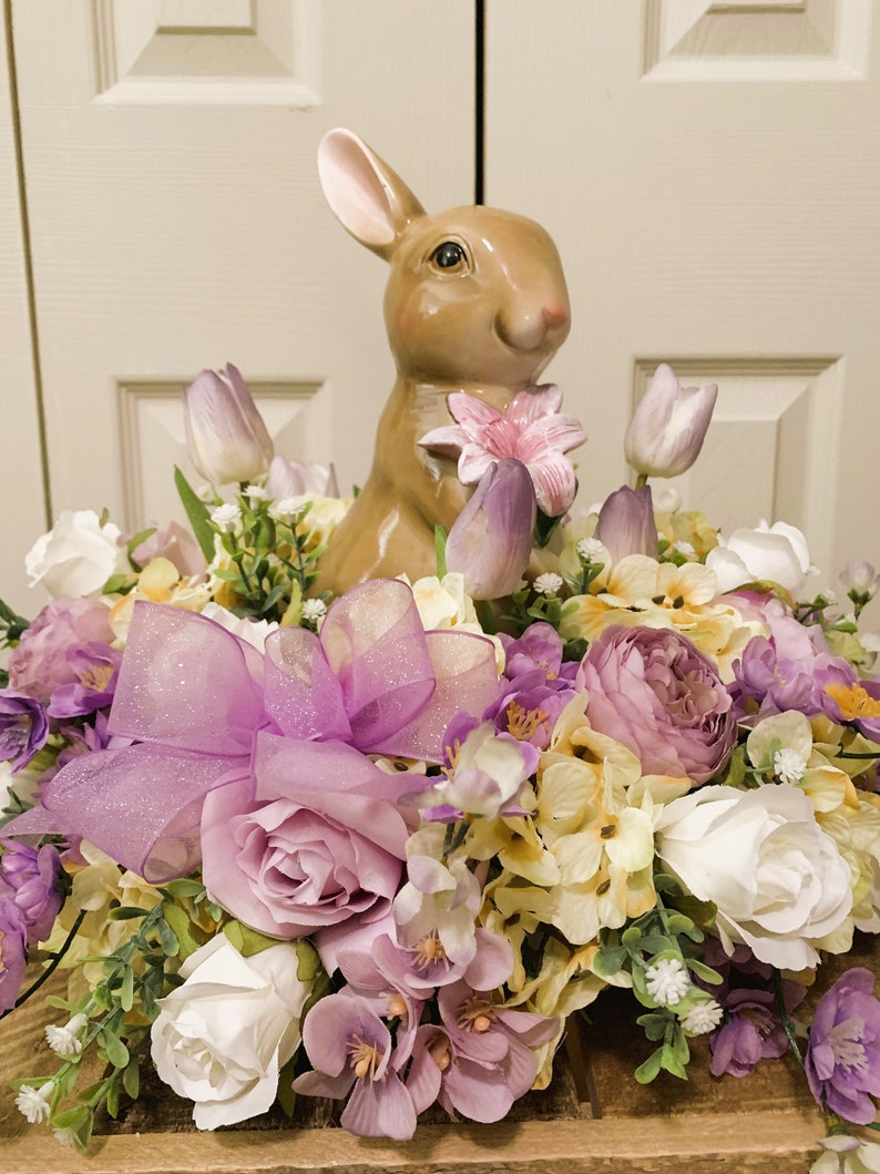 Easter Bunny Rabbit Centerpiece With Lavender White and Pale - Etsy