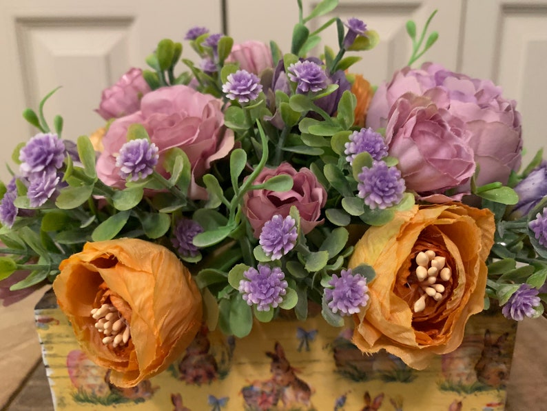 Shabby Chic Decoupaged Easter Bunny Box With Artificial Flowers ...