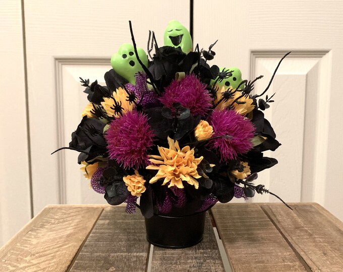 Halloween Floral Arrangement - Artificial Flower Arrangement for Fall ...