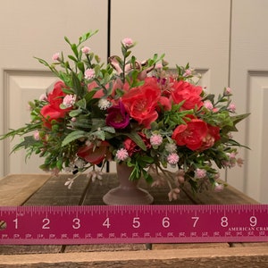 Small Artificial Flower Centerpiece With Rustic Ceramic Pig Pig ...