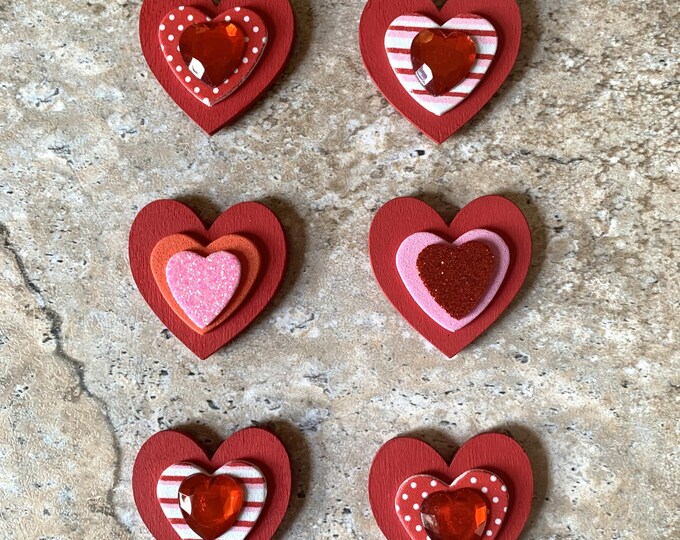 Hand Painted Valentine Magnets - Valentine Refrigerator Magnets - Heart ...