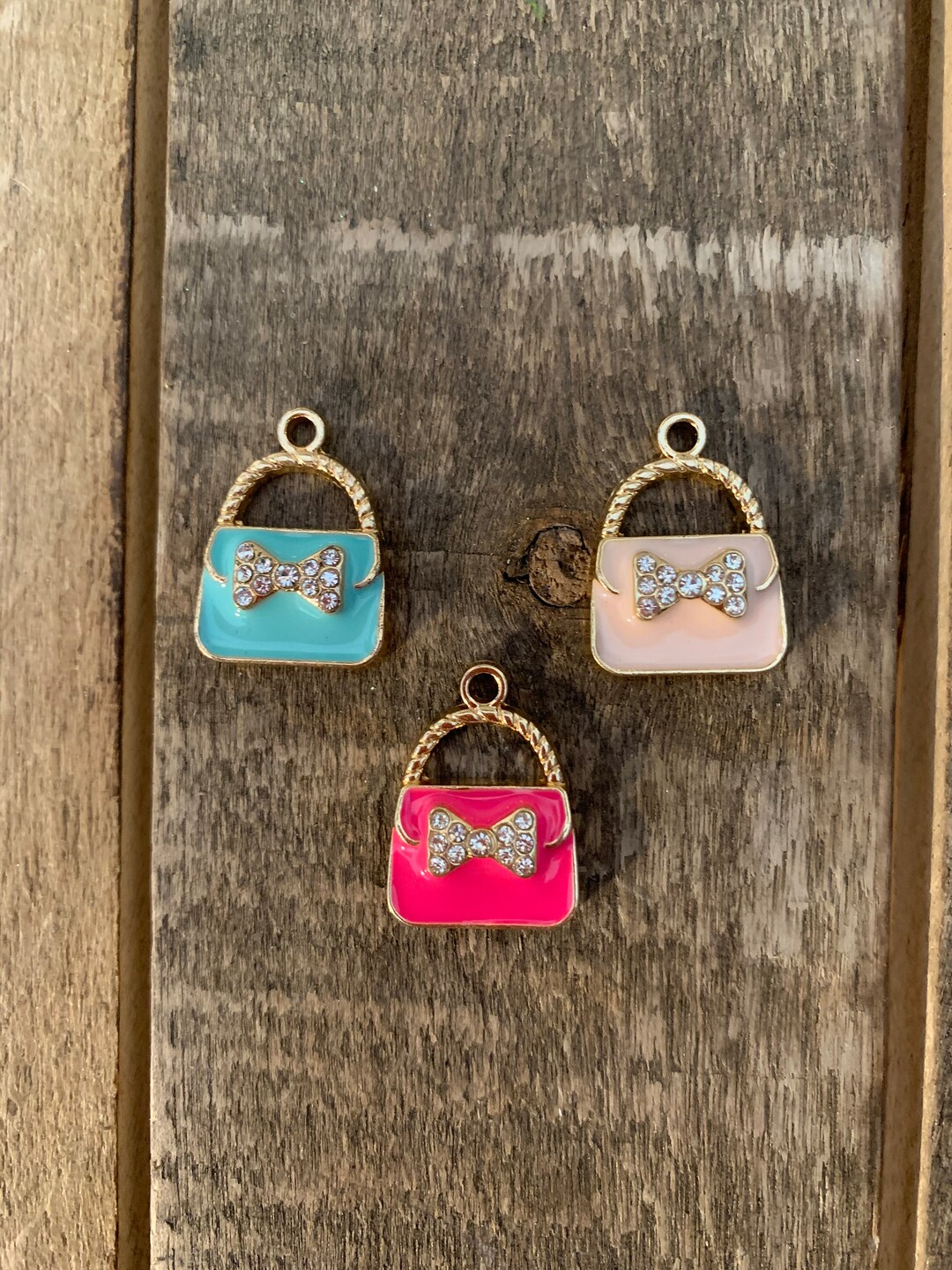 Three Purse Charms - Costume Jewelry Charms - Make Your Own Bracelet ...