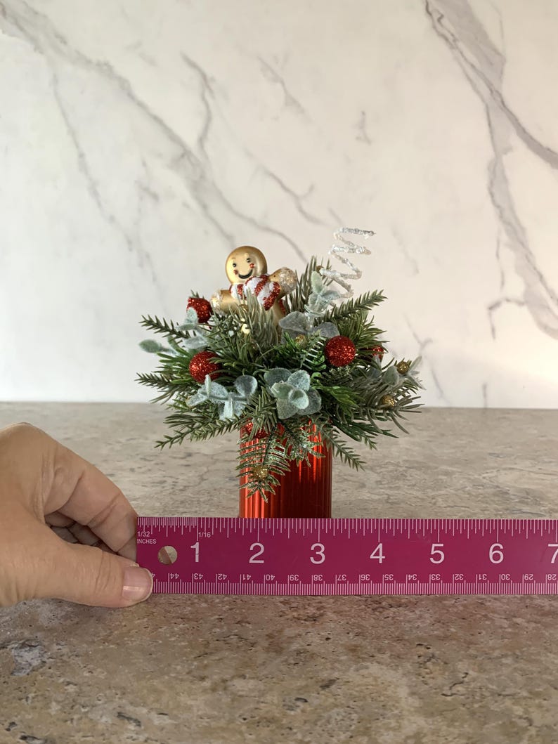 Mini Artificial Pine Arrangements With Gingerbread Picks - Gingerbread ...