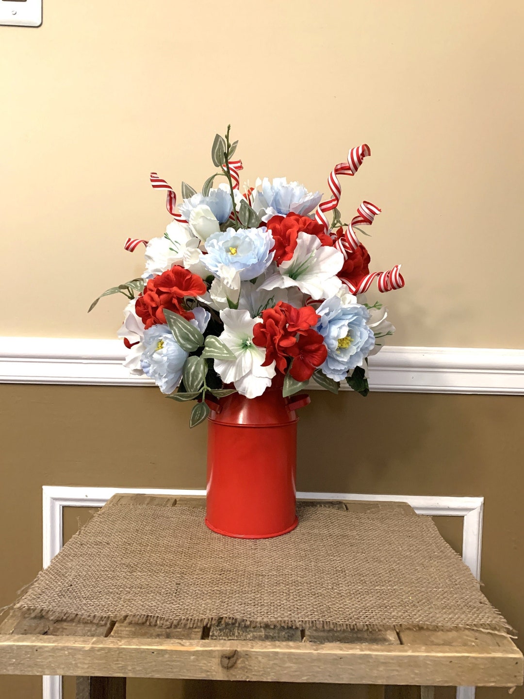 Red White and Blue Summer Artificial Floral Arrangement - July 4th ...
