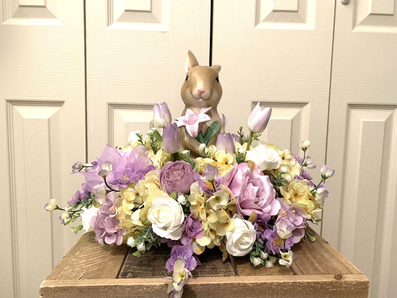 Easter Bunny Rabbit Centerpiece With Lavender White and Pale - Etsy