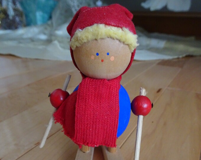 Swedish Christmas Tomte Skiing With Scarf Scandinavian - Etsy