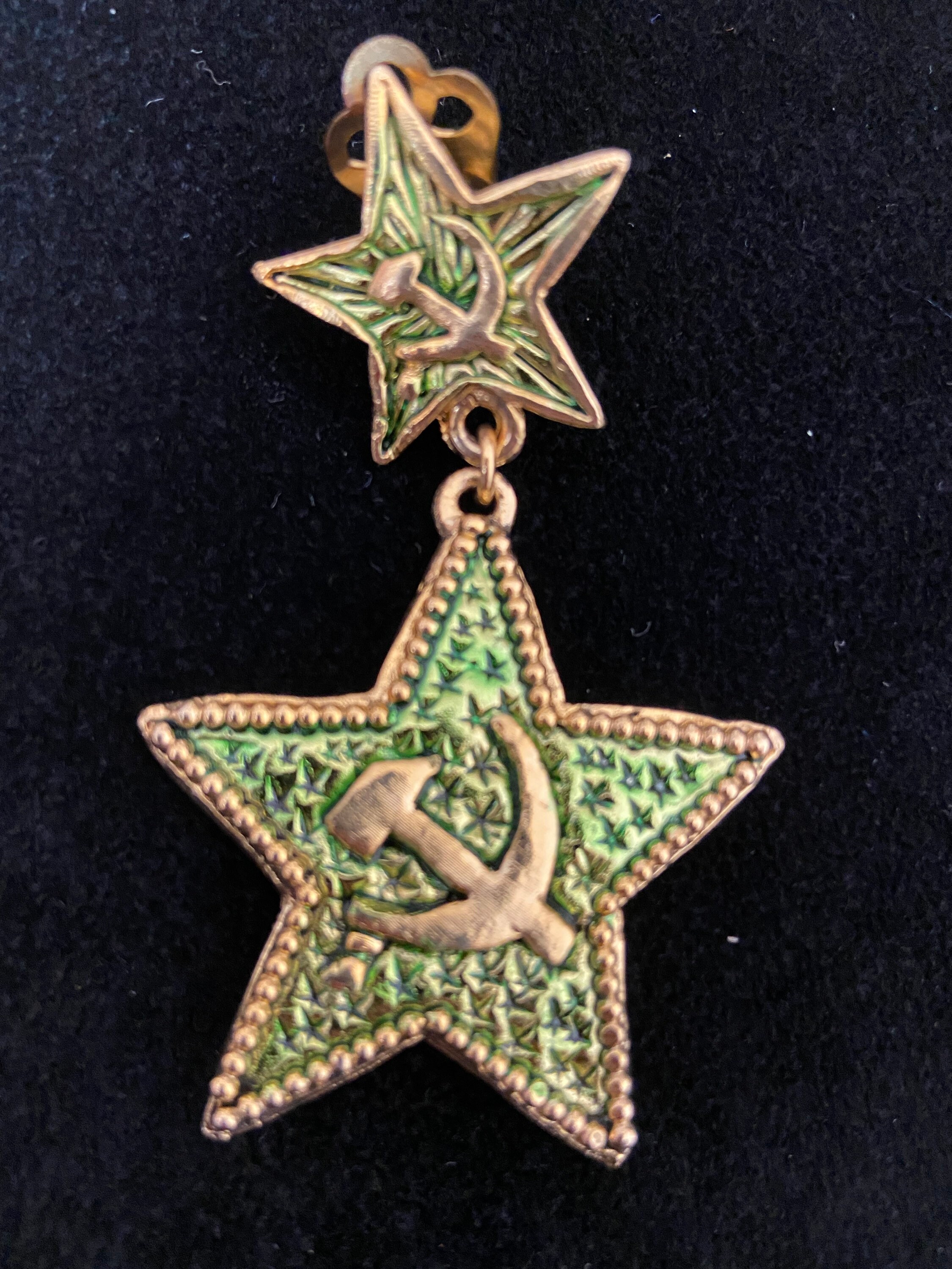 1980s deadstock soviet communist green enamel stars clip on | Etsy