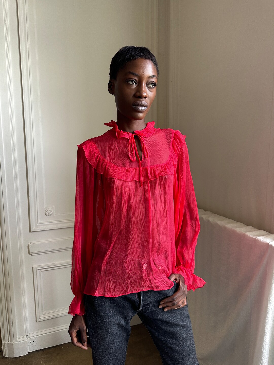 1970s French Boutique Label Maxi Librati Bright Red Silk - Etsy