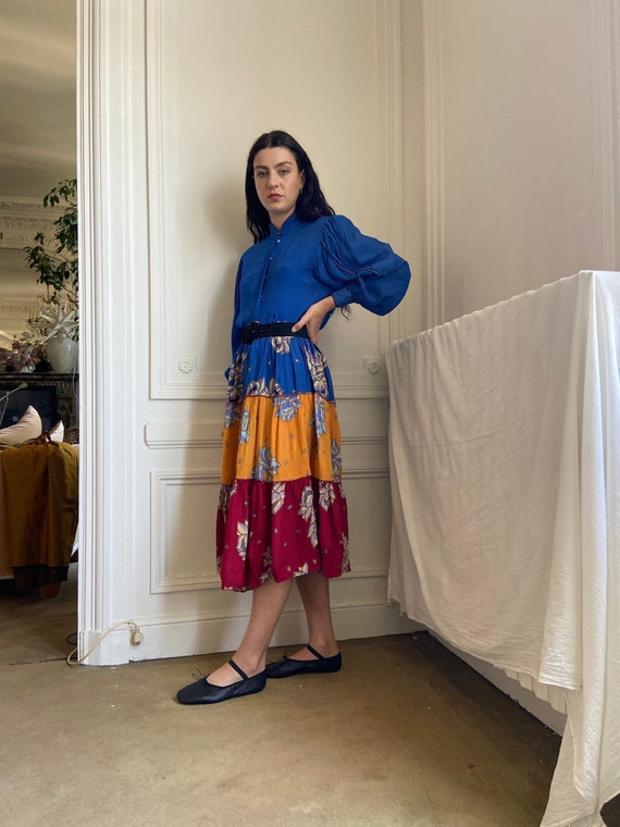 1970s Chacok by Arlette Decock set, cobalt blue blous… - Gem