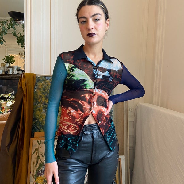 Mesh Printed Top - Etsy