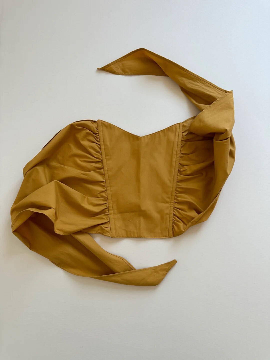 1980s Mustard Yellow Cotton Bustier With Ties Boning on Each - Etsy