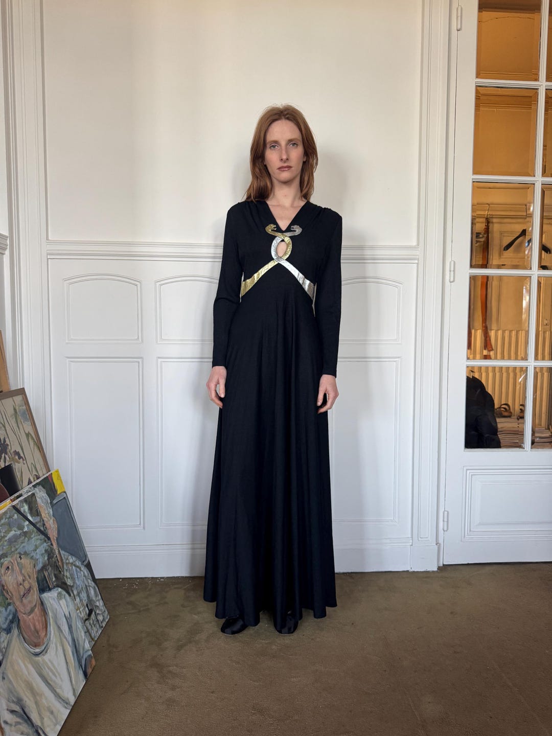 1970s Snakes Long Dress, Metallic Leather Snakes Appliqués / Medium - Etsy