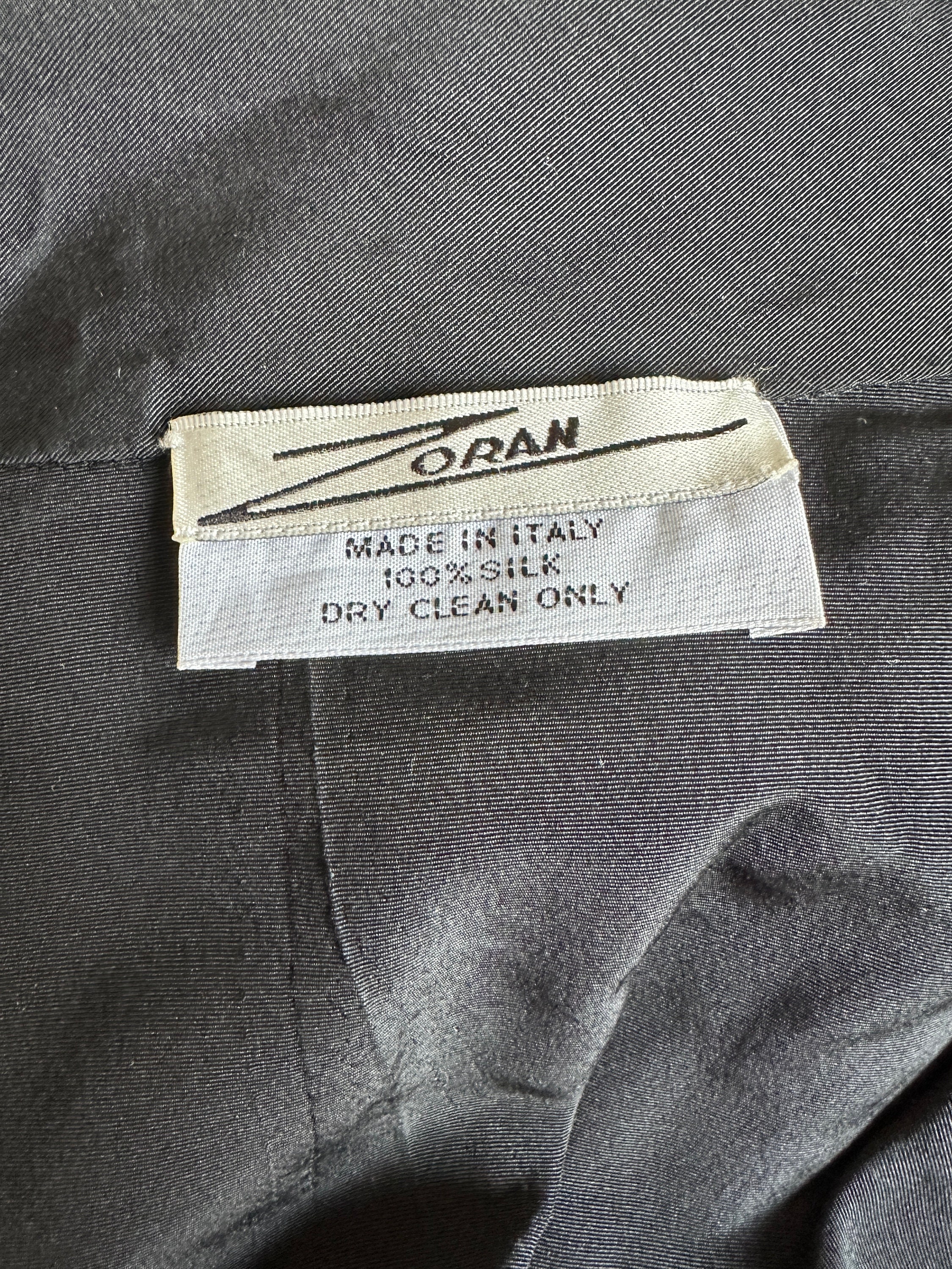 1990s Zoran Black Silk Twill Jacket, Open Fit, Thin Black 1990s Zoran Black Silk Twill Jacket, Open Fit, Thin Black