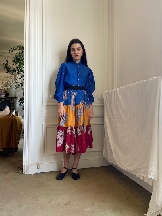 1970s Chacok by Arlette Decock set, cobalt blue blous… - Gem