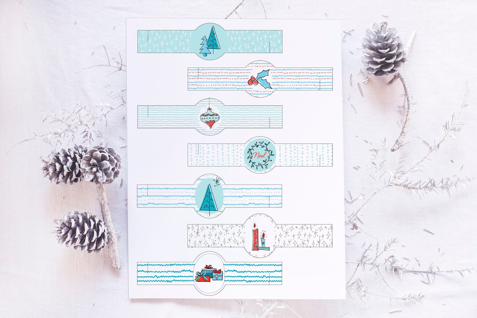 Christmas Napkin Rings Printable, Holiday Napkin Holders Downloadable ...