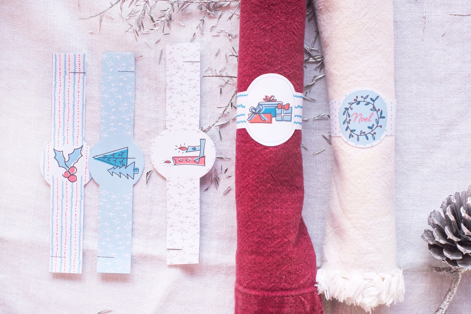 Christmas Napkin Rings Printable, Holiday Napkin Holders Downloadable ...