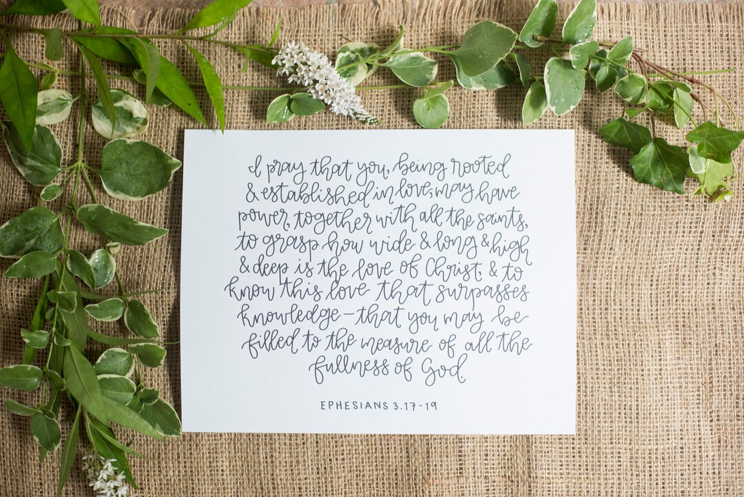 Ephesians 3:17-19, Bible Verse Art, Printable Scripture, Christian Wall ...