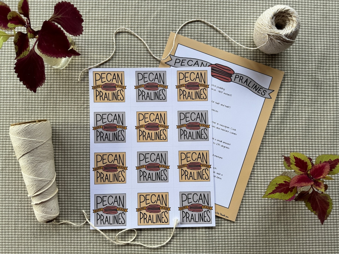 Homemade Pecan Pralines Label or Tag for DIY Event and Holiday Gift - Etsy