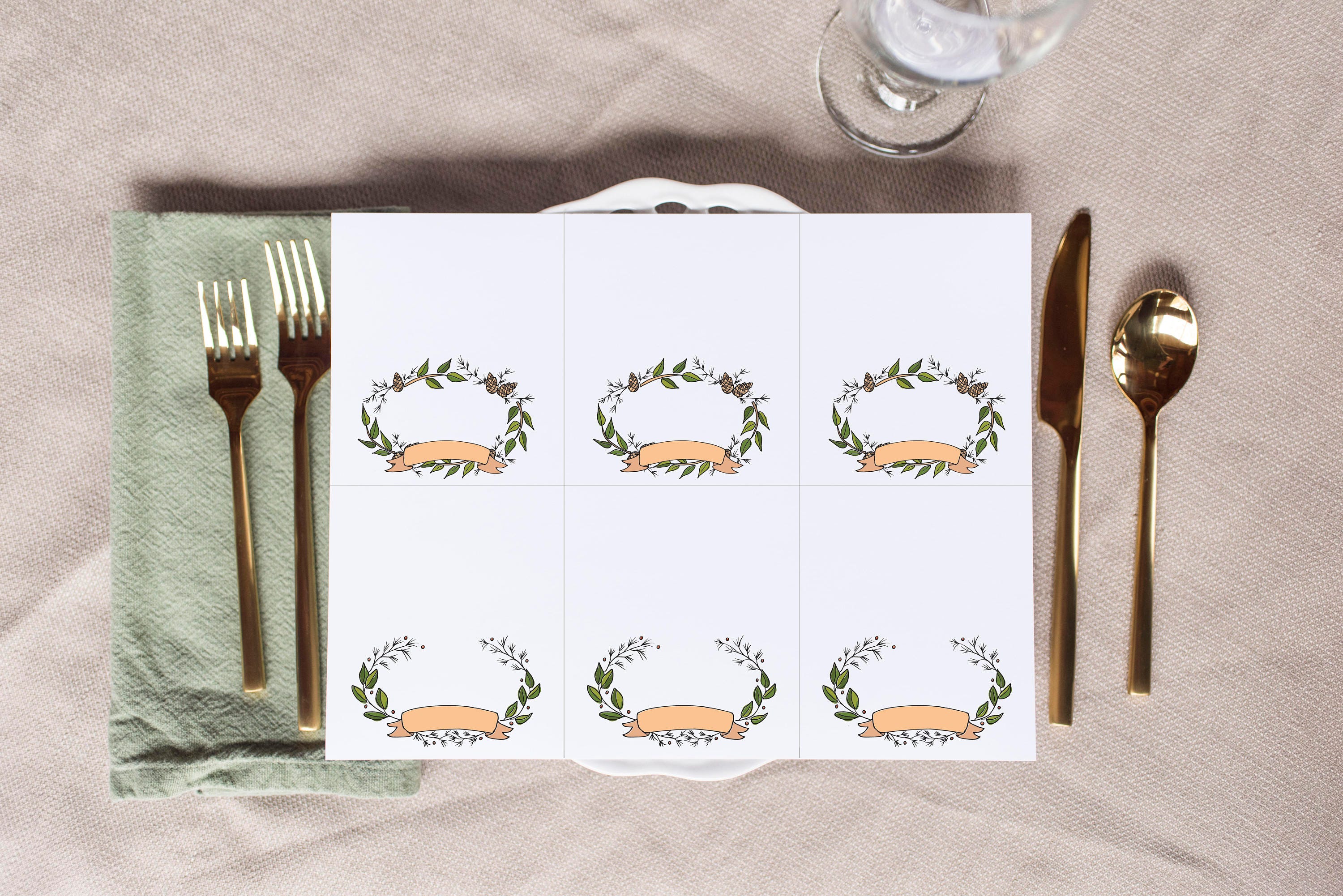 Two Printable Designs Name Tags, Buffet Food Tag, Holiday Seating Card ...