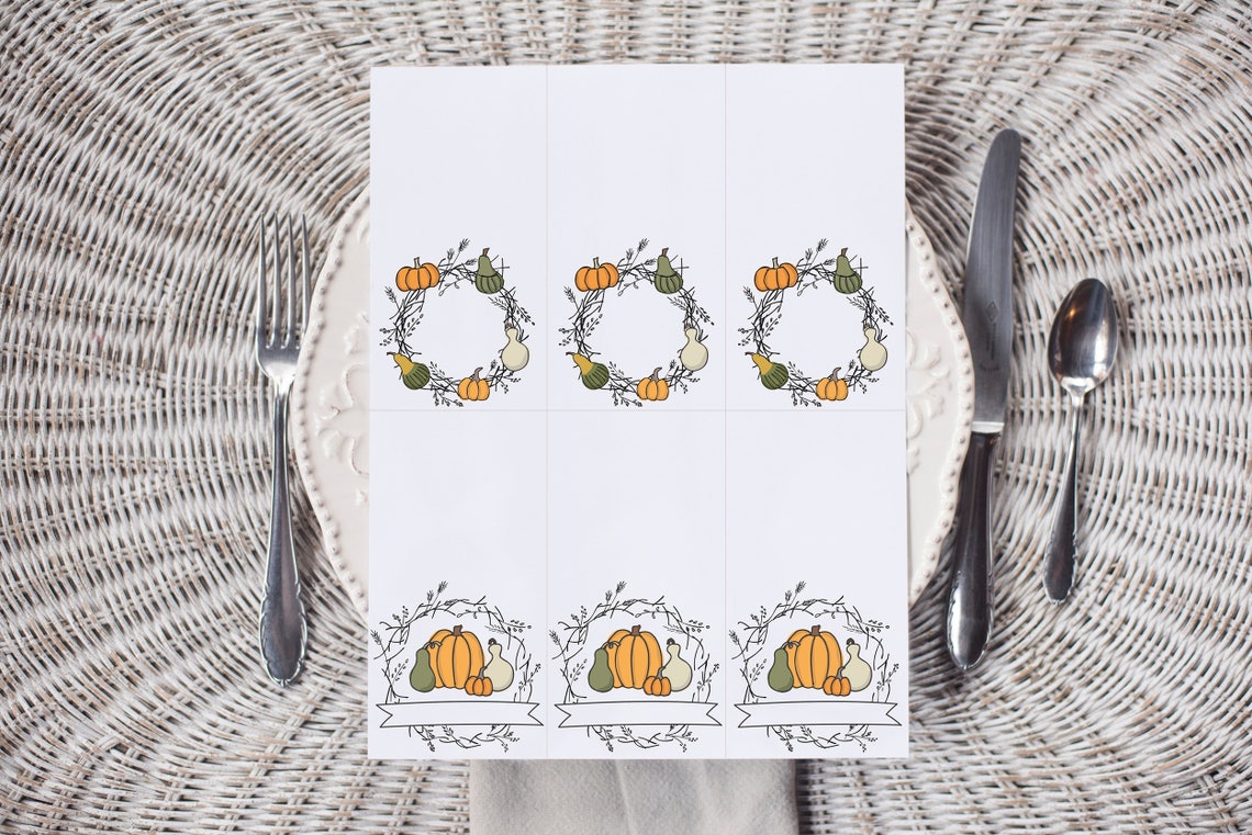 Thanksgiving Name Tags Printable, Thanksgiving Place Cards Downloadable ...