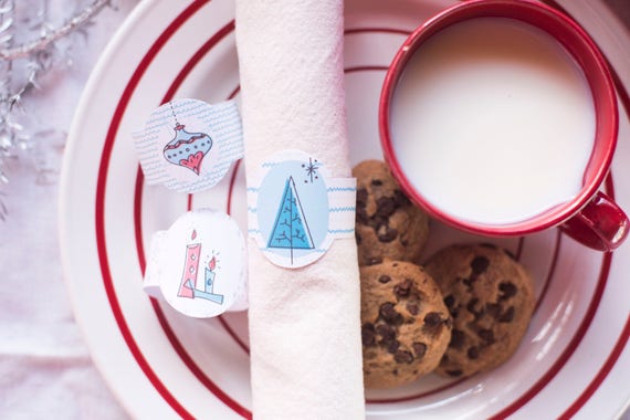 Christmas Napkin Rings Printable Holiday Napkin Holders | Etsy