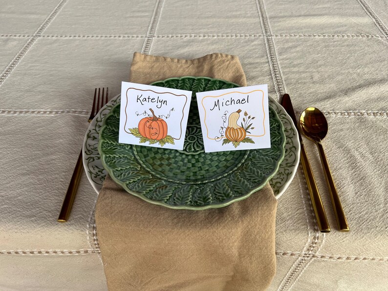 Thanksgiving Name Tags Printable, Pumpkin Gourd Place Cards ...